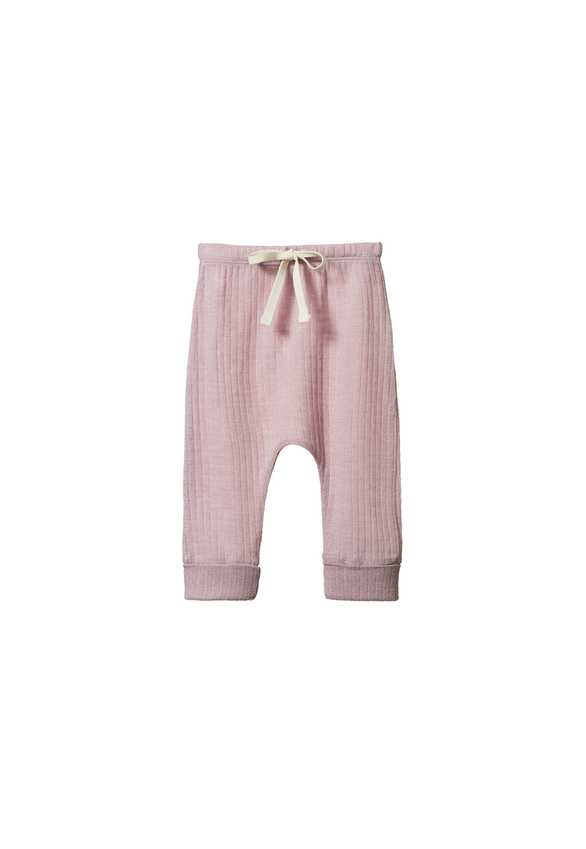 nature baby - merino drawstring pants pointelle - lilac – GOOSE